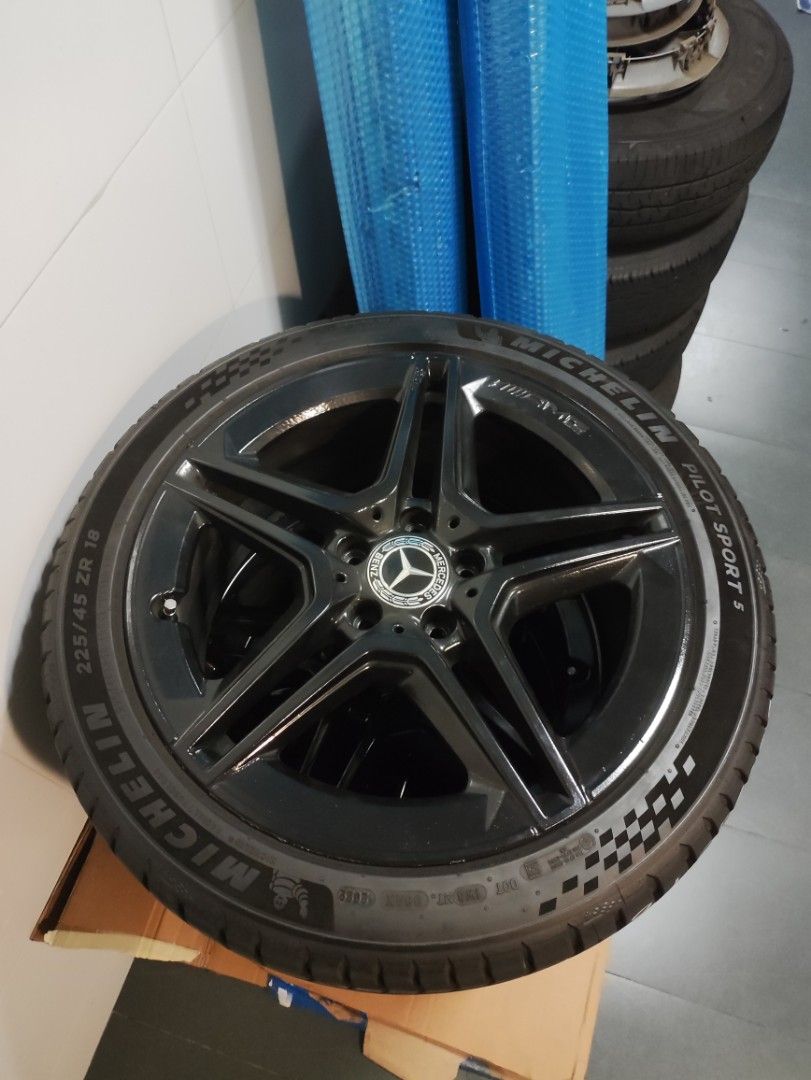 Mercedes Benz Original AMG Rims 18 inch with Michelin PS5 tyres, Car Accessories, Tyres & Rims ...