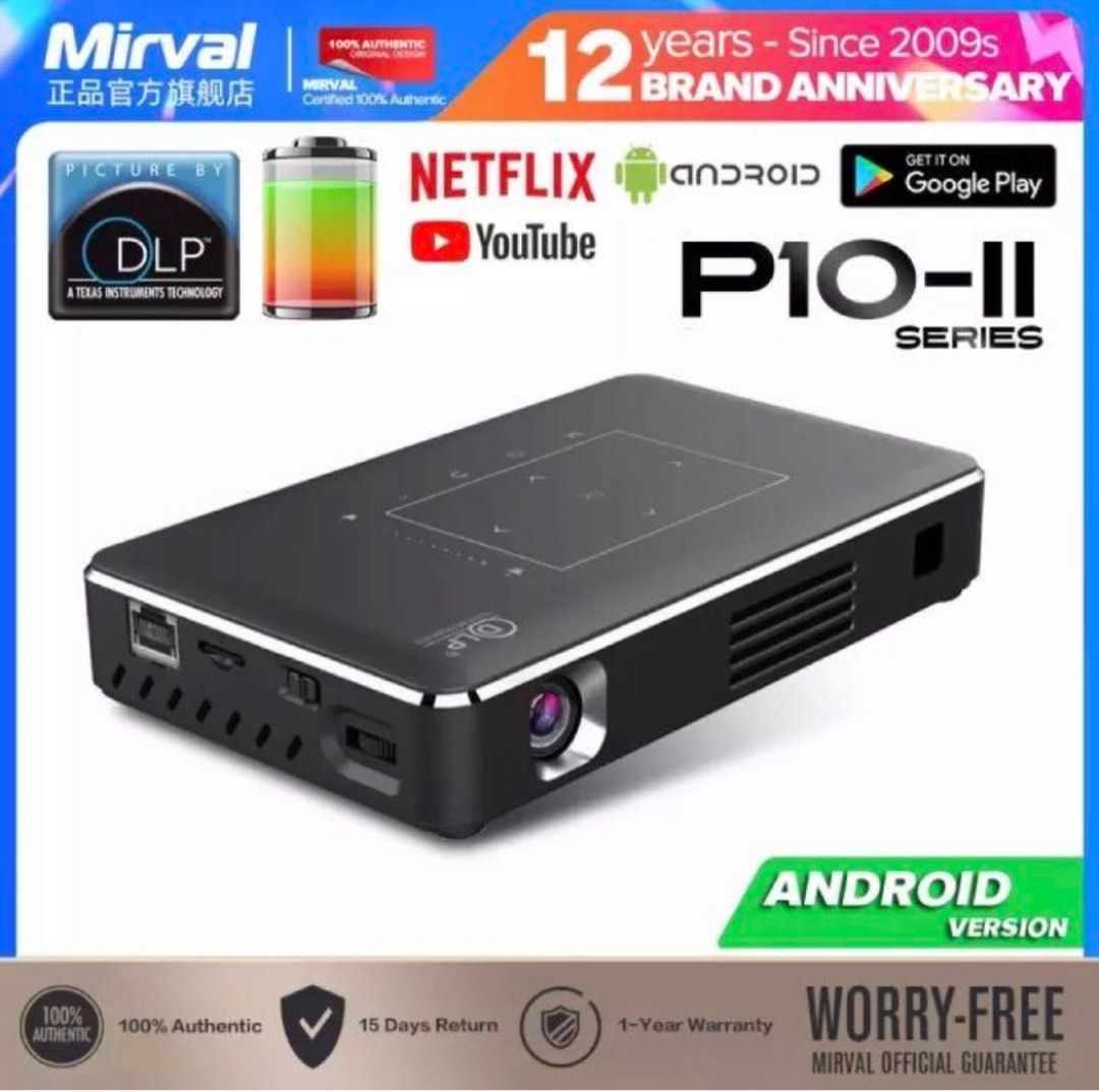 Mirval DP10-II mini portable projector 4K, TV & Home Appliances, TV ...