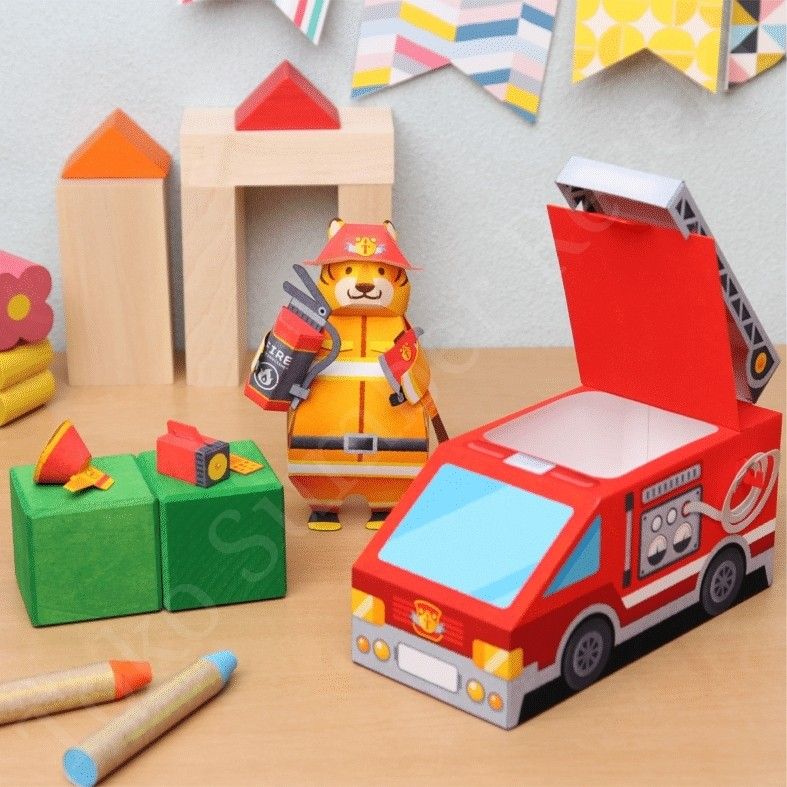 Mobil Pemadam Kebakaran Paper Craft Firefighter Papercraft Miniature ...