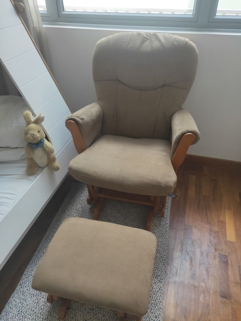 Nursing glider chair with ottoman, Furniture & Home Living, Furniture ...