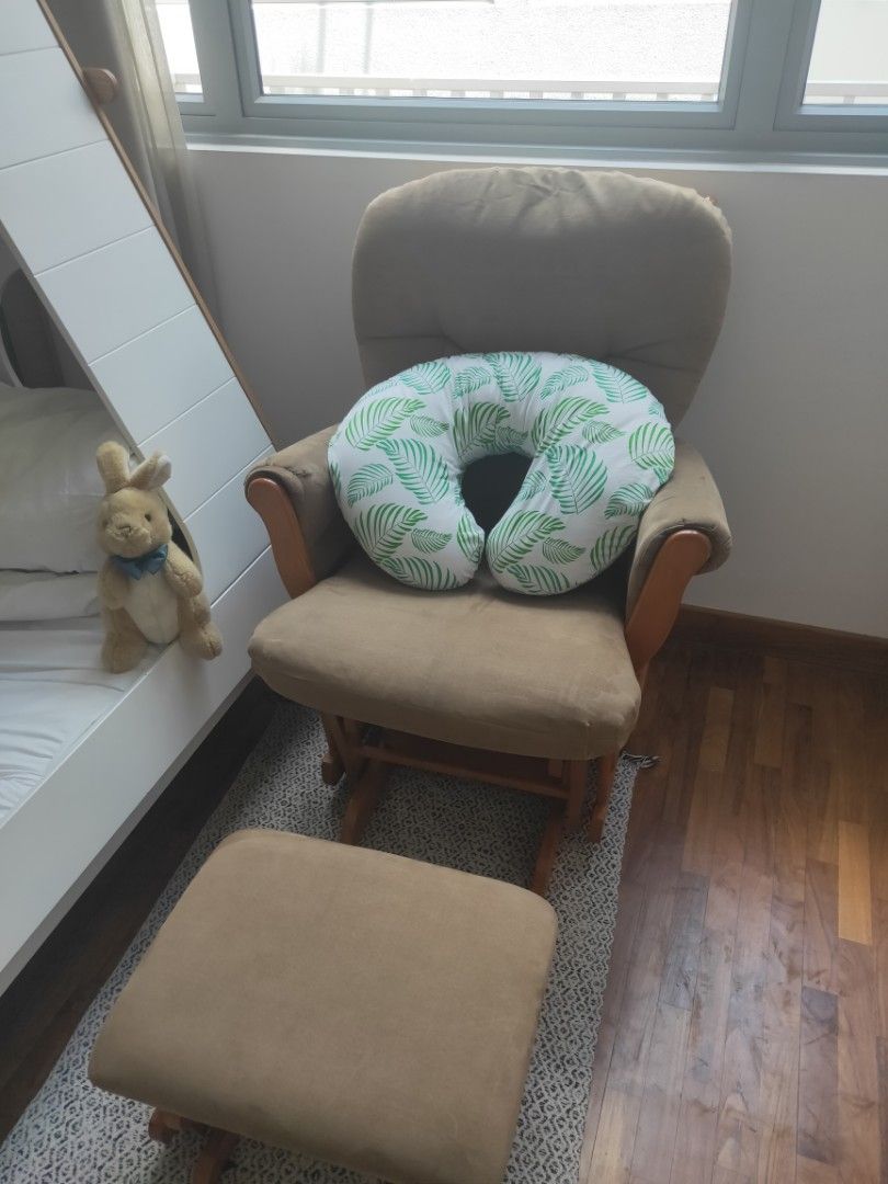 Nursing glider chair with ottoman, Furniture & Home Living, Furniture ...