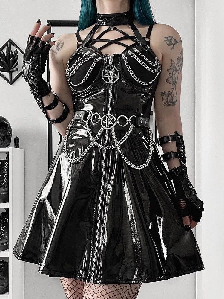 (PO) Black gothic latex dress, Women's Fashion, Dresses & Sets, Dresses ...