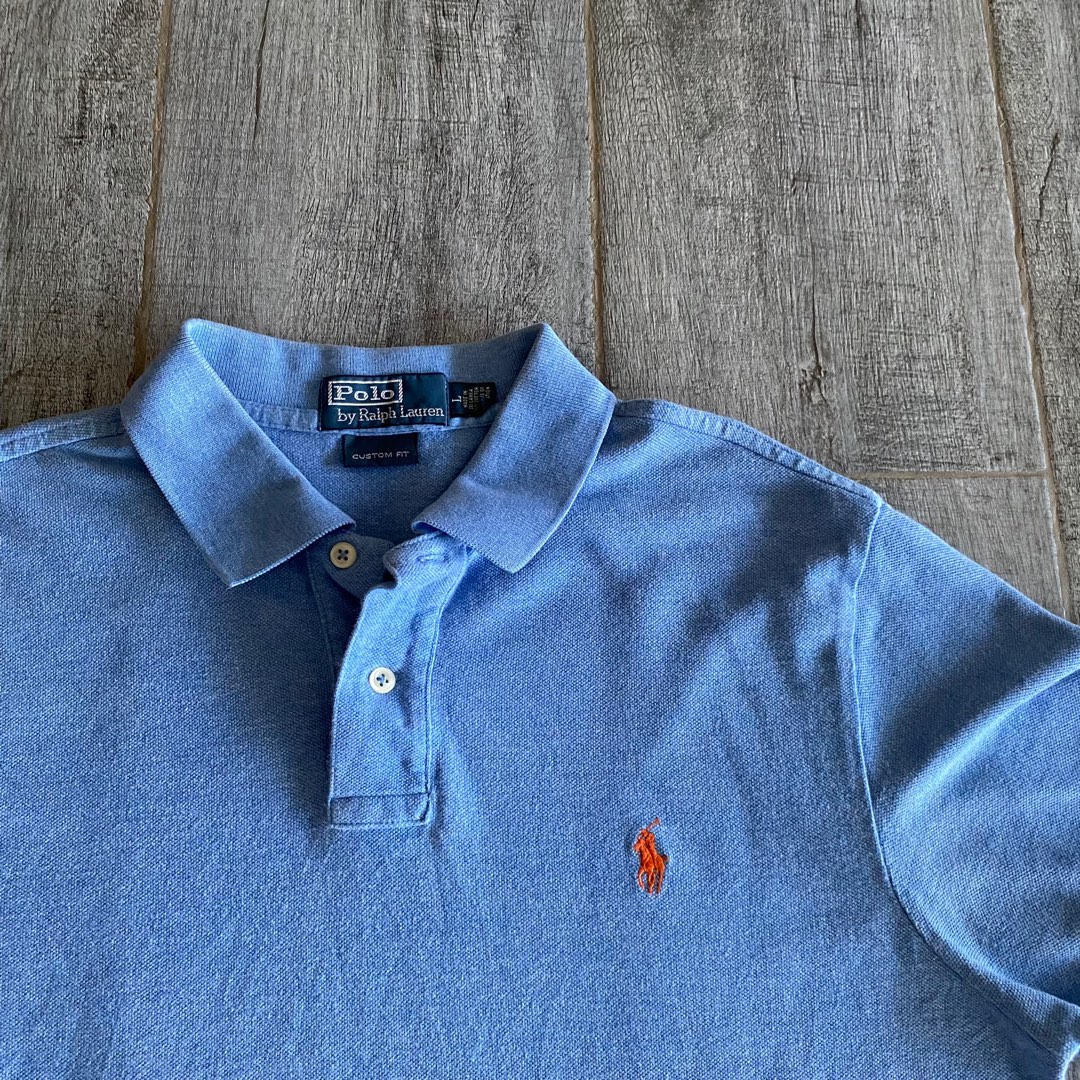 Ralph Lauren Polo Shirt Blue orange basic logo on Carousell