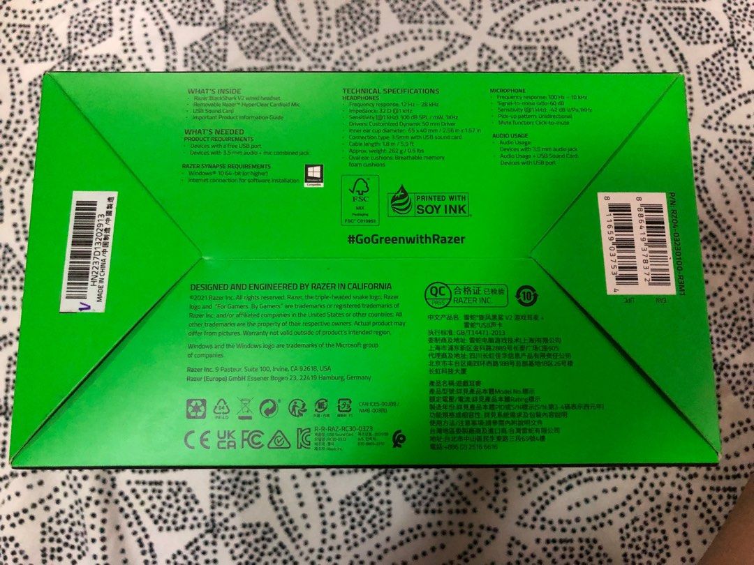 RAZER Blackshark V2 + USB Sound Card, Audio, Headphones & Headsets on ...