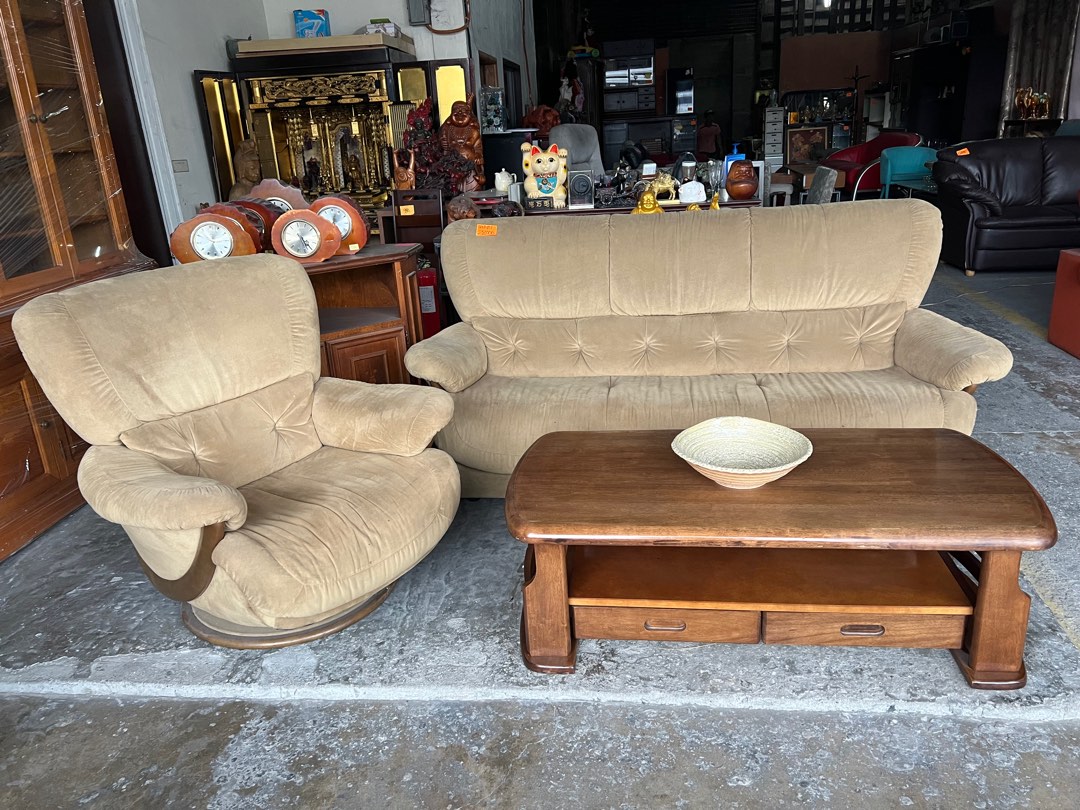 Sala set with solid wood center table, Furniture & Home Living ...