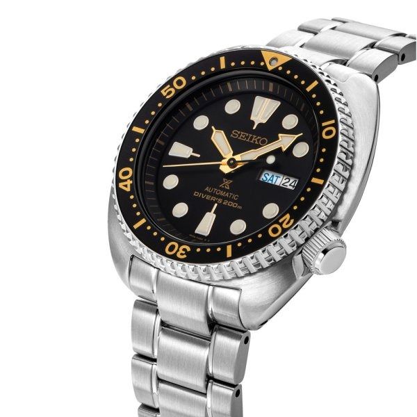 Seiko Prospex Black Dial Gold Accent Stainless Steel Automatic Watch ...