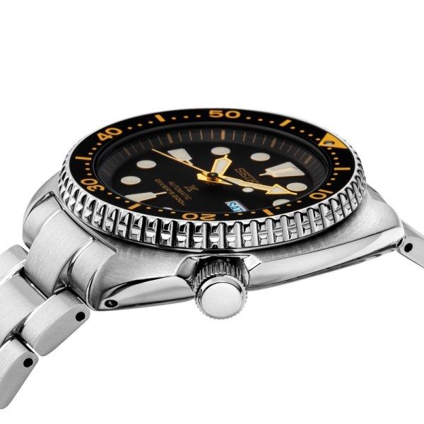 Seiko Prospex Black Dial Gold Accent Stainless Steel Automatic Watch ...