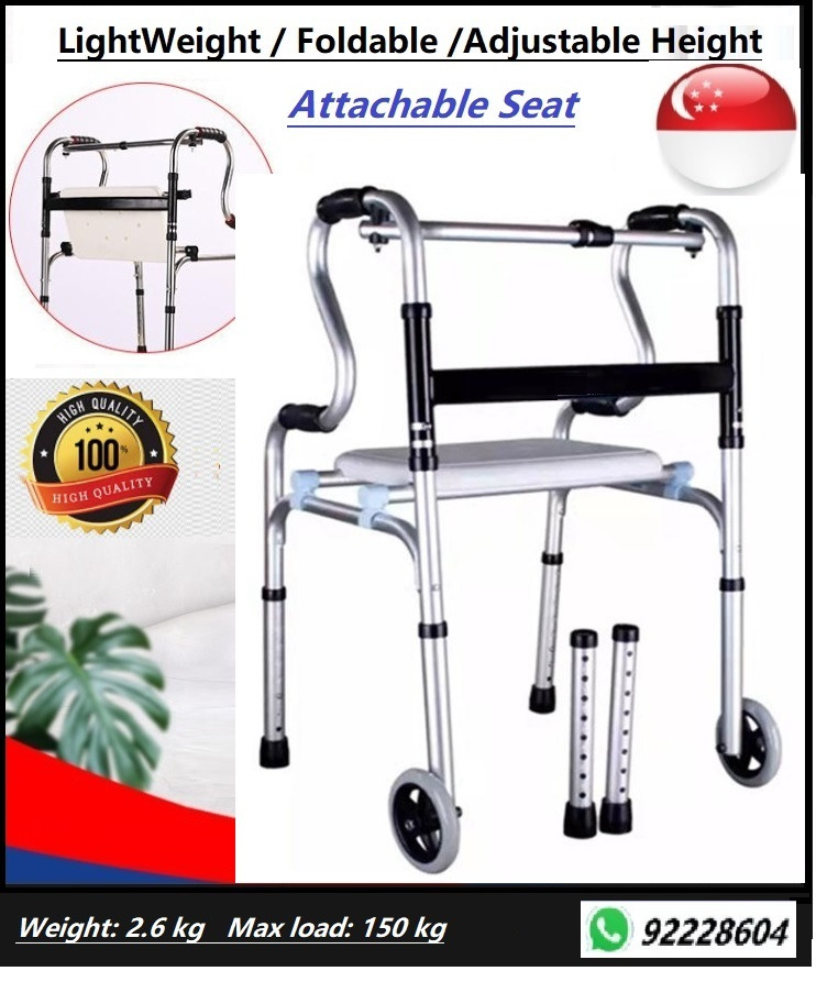 SG Seller Foldable Lightweight Rollator Walker with Seat Dual Support Lightweight Walker Walking ...