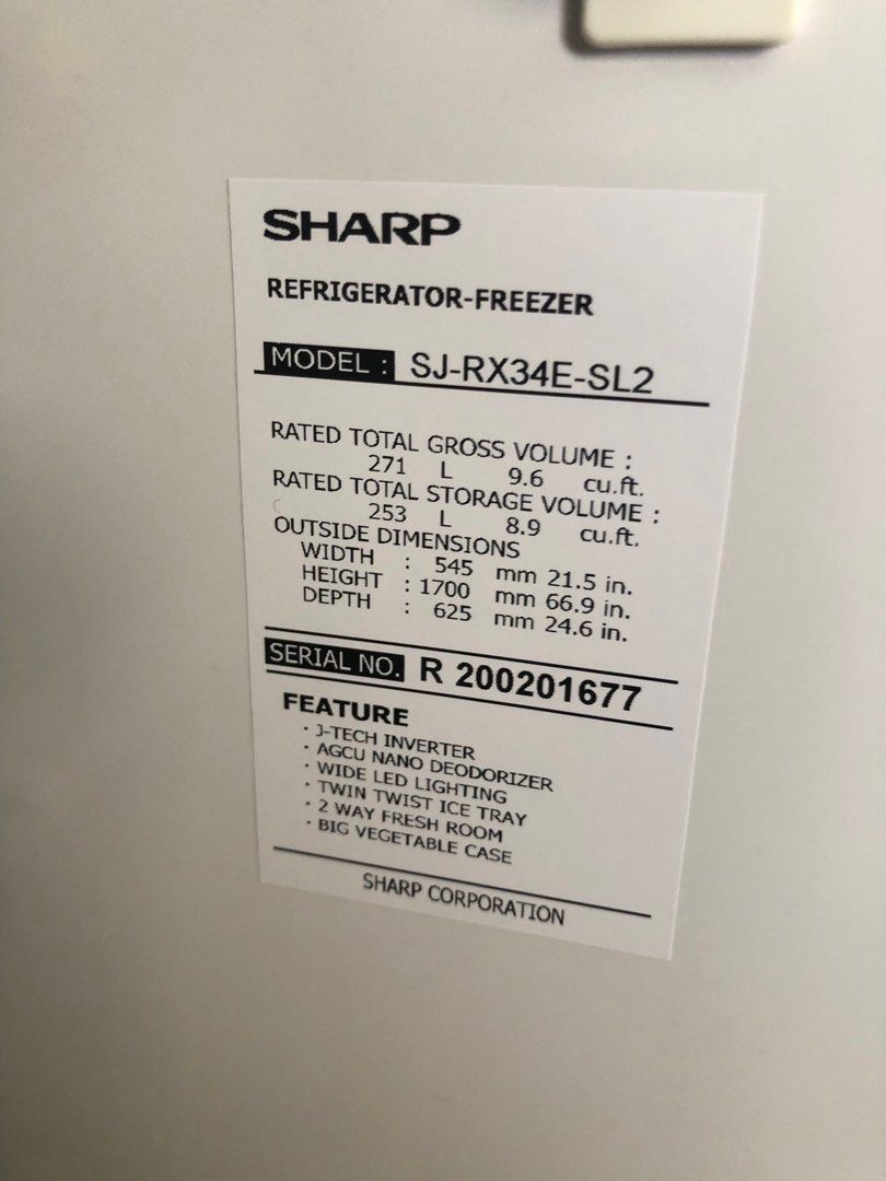 Sharp Fridge 255L, TV & Home Appliances, Kitchen Appliances ...