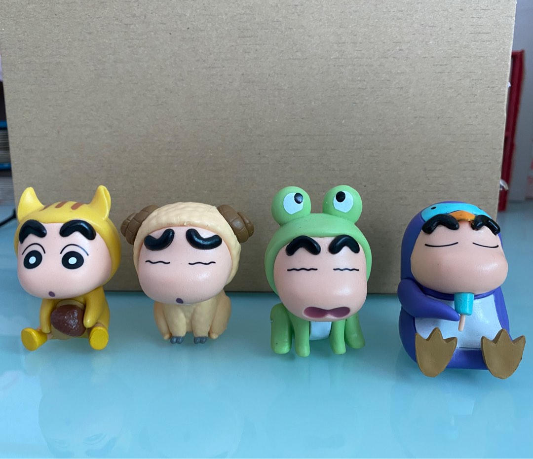 Shinchan capsule toys (gachapon) - frog, penguin, squirrel, goat, crab ...