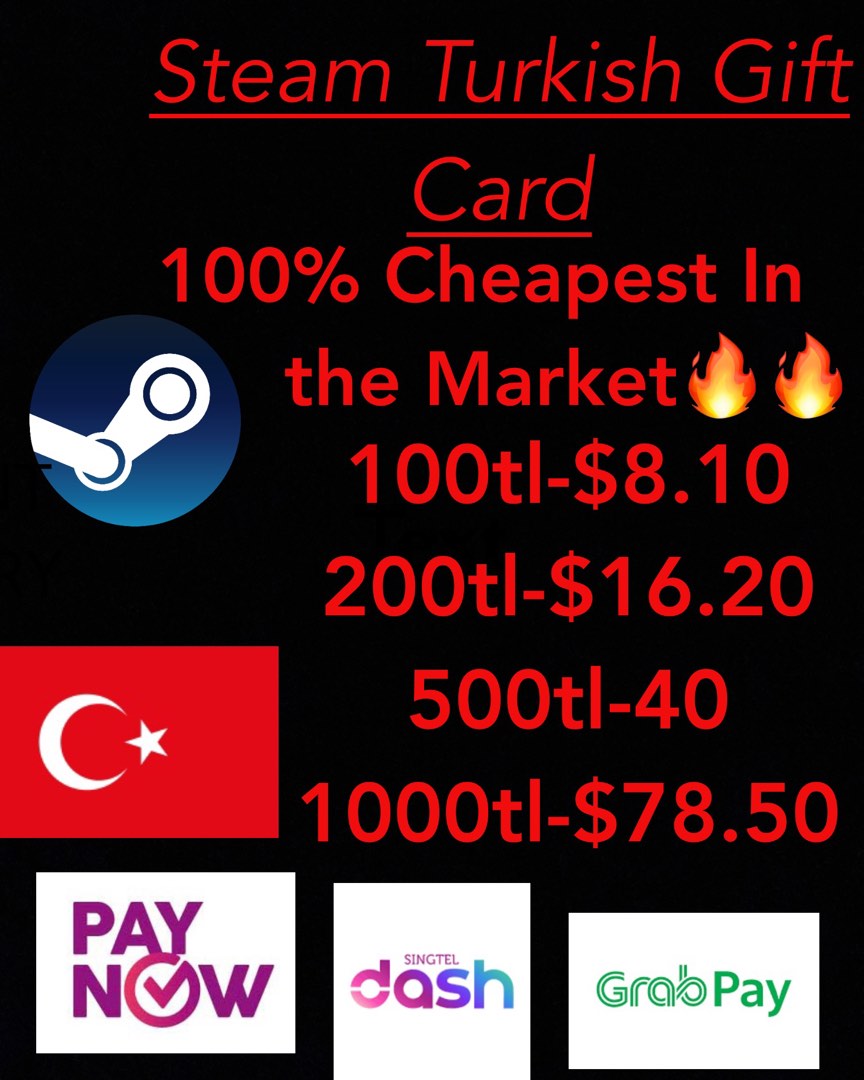Steam Turkish gift card | steam Wallet code | steam top up |steam tl ...