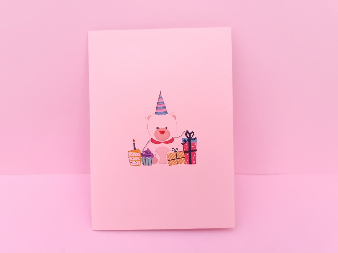 Super Cute Happy Birthday Bear and Gifts 3D Pop Up Card - Beautiful ...