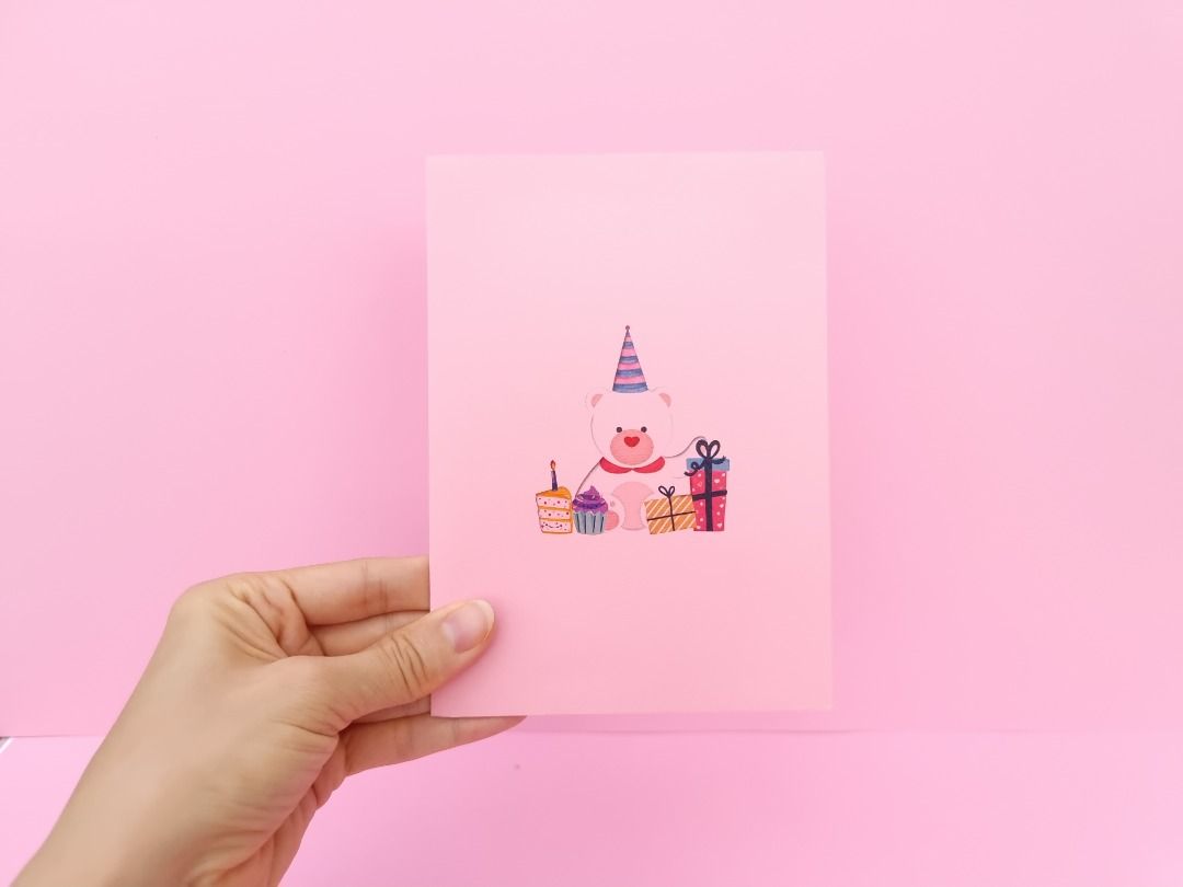 Super Cute Happy Birthday Bear and Gifts 3D Pop Up Card - Beautiful ...
