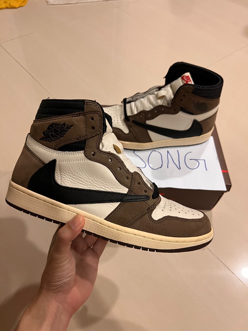 Travis Scott Jordan 1 High Mocha, Men's Fashion, Footwear, Sneakers on Carousell
