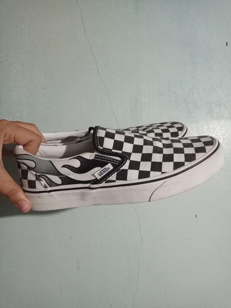 Vans Checkerboard Flame Classic Slip-On on Carousell