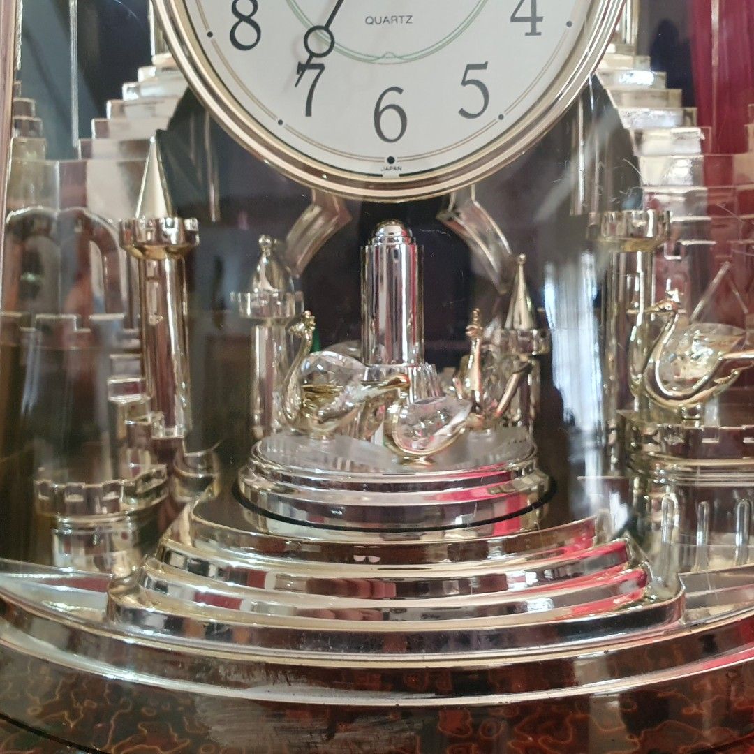 Vintage Citizen Mantle Table Clock Swarovski Japan Gold Plated ...