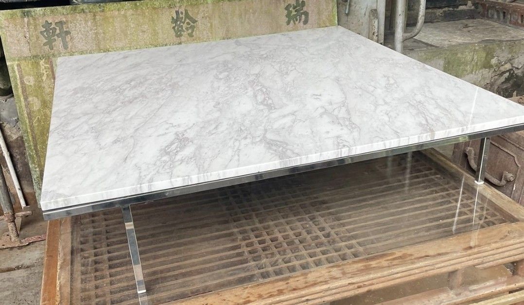Vintage Marble Coffee Table 4x4' Knoll Style, Furniture & Home Living ...