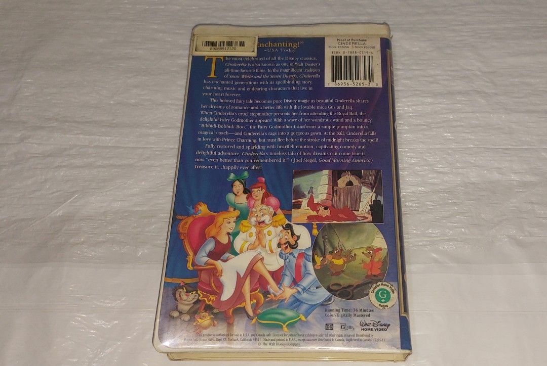 Walt Disney Masterpiece Cinderella Collectible VHS Tape Collection ...