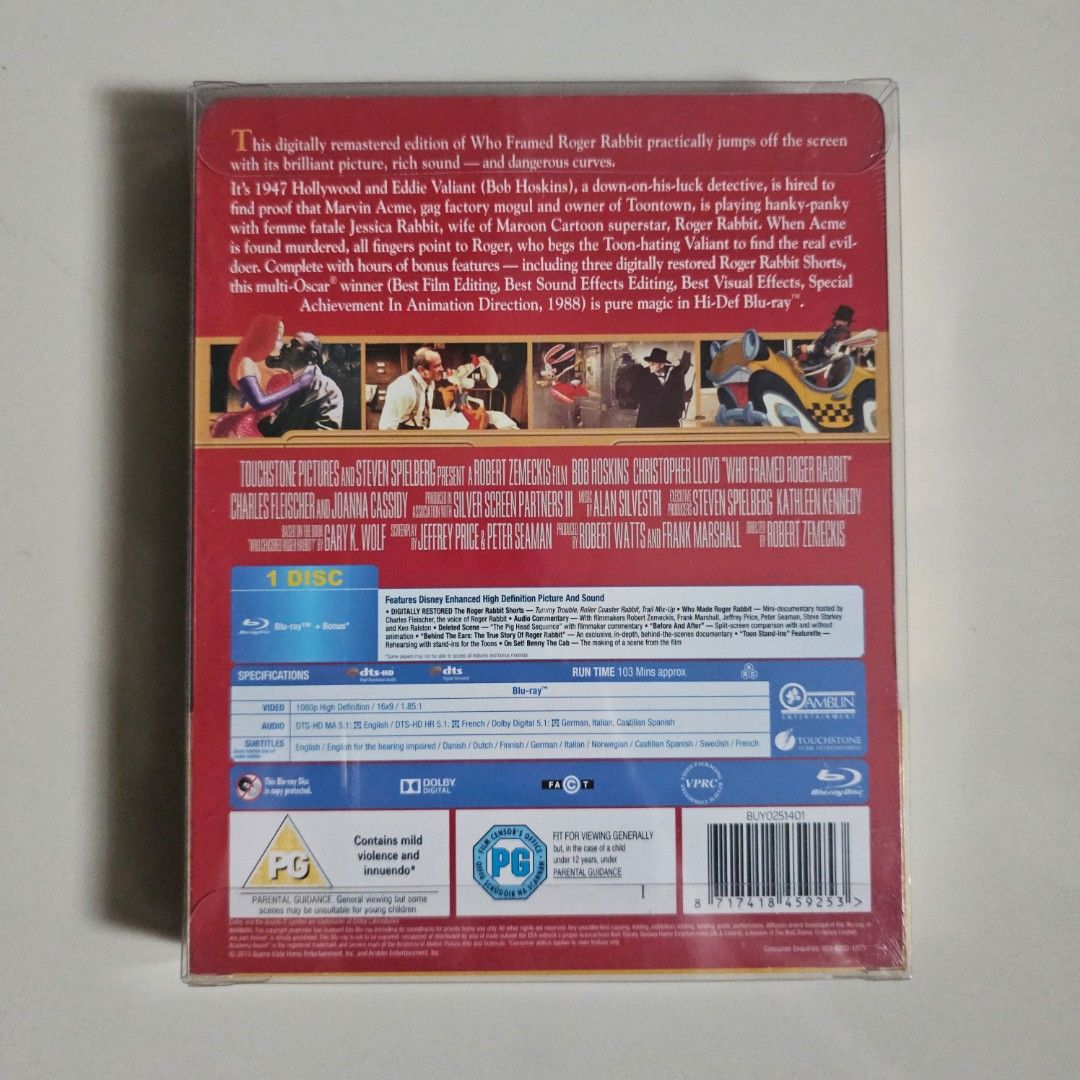 Who Frame Roger Rabbit Steelbook Blu-ray, Hobbies & Toys, Music & Media ...