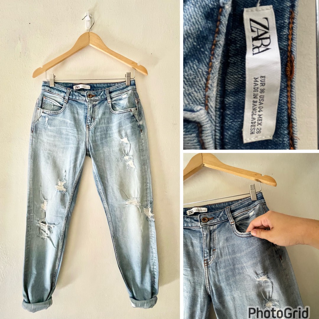 Zara ripped hw mom jeans on Carousell