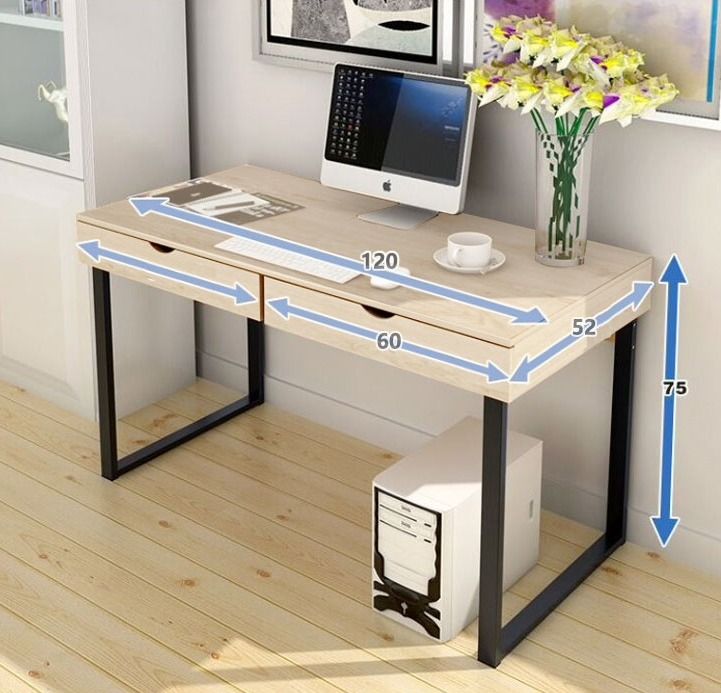 2drawers Office Table Desk Study Table Light Wood Color, Furniture ...