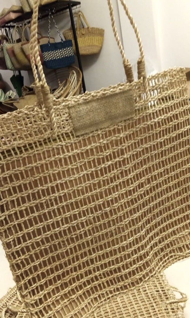 Abaca bag with zipper & linen on Carousell