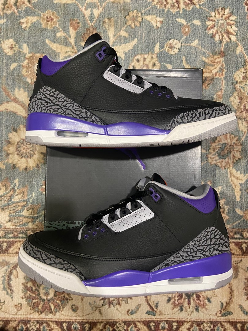 Air Jordan 3 “Court Purple”, Men's Fashion, Footwear, Sneakers on Carousell
