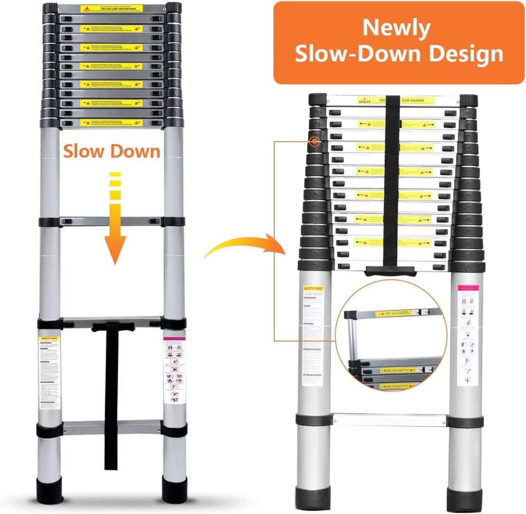 ATCEPFU 15.5FT Telescoping Ladder Aluminum Telescopic Extension Multi ...