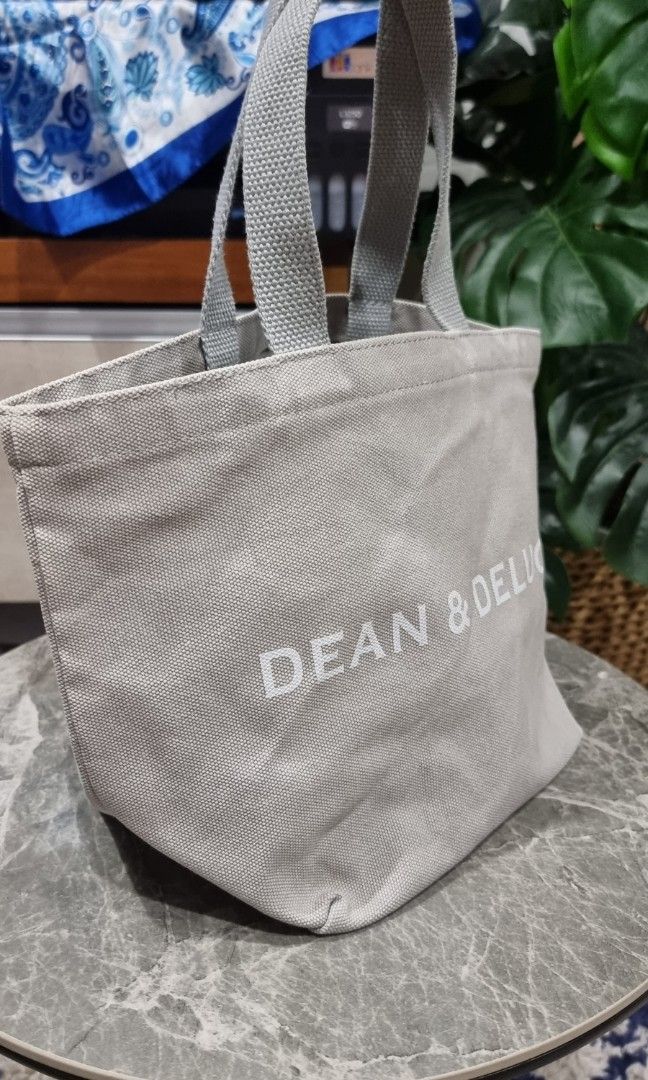 Authentic Dean and Deluca Small Gray Canvas Tote Bag, Women's Fashion ...