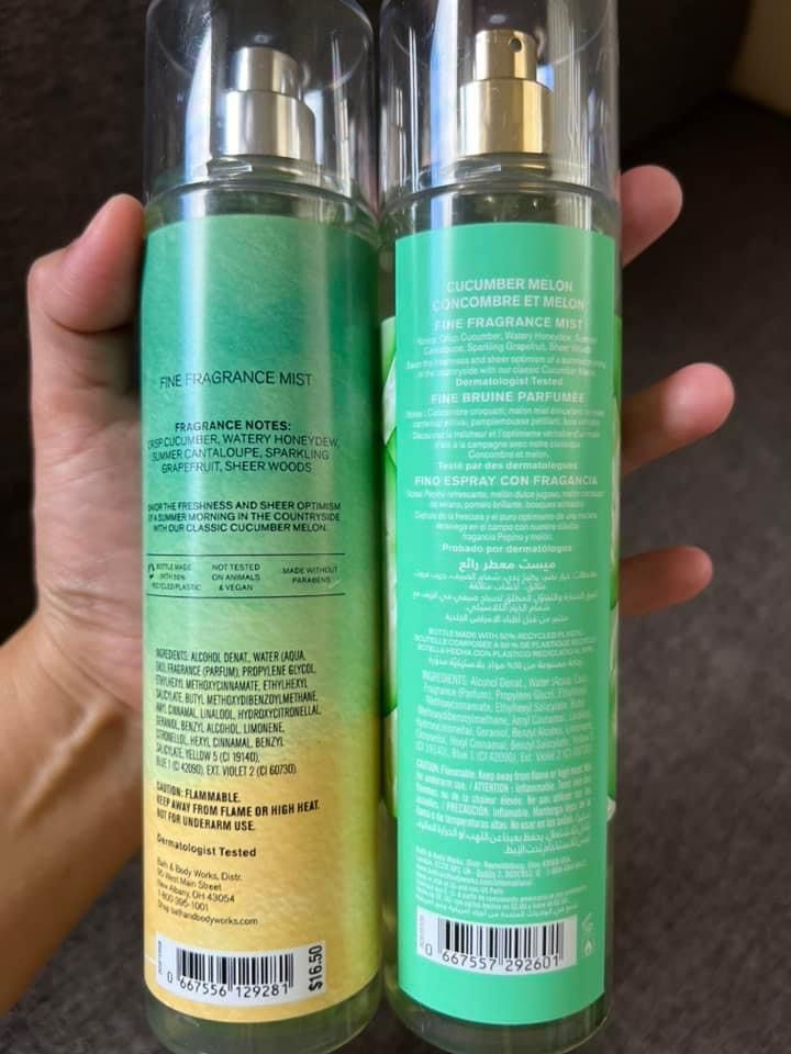 BBW Cucumber Melon Mist 236ml, Beauty & Personal Care, Fragrance ...