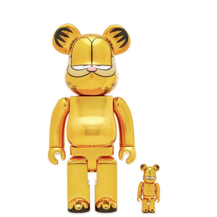 Bearbrick Garfield Gold Chrome 400% & 100%, Hobbies & Toys, Toys ...