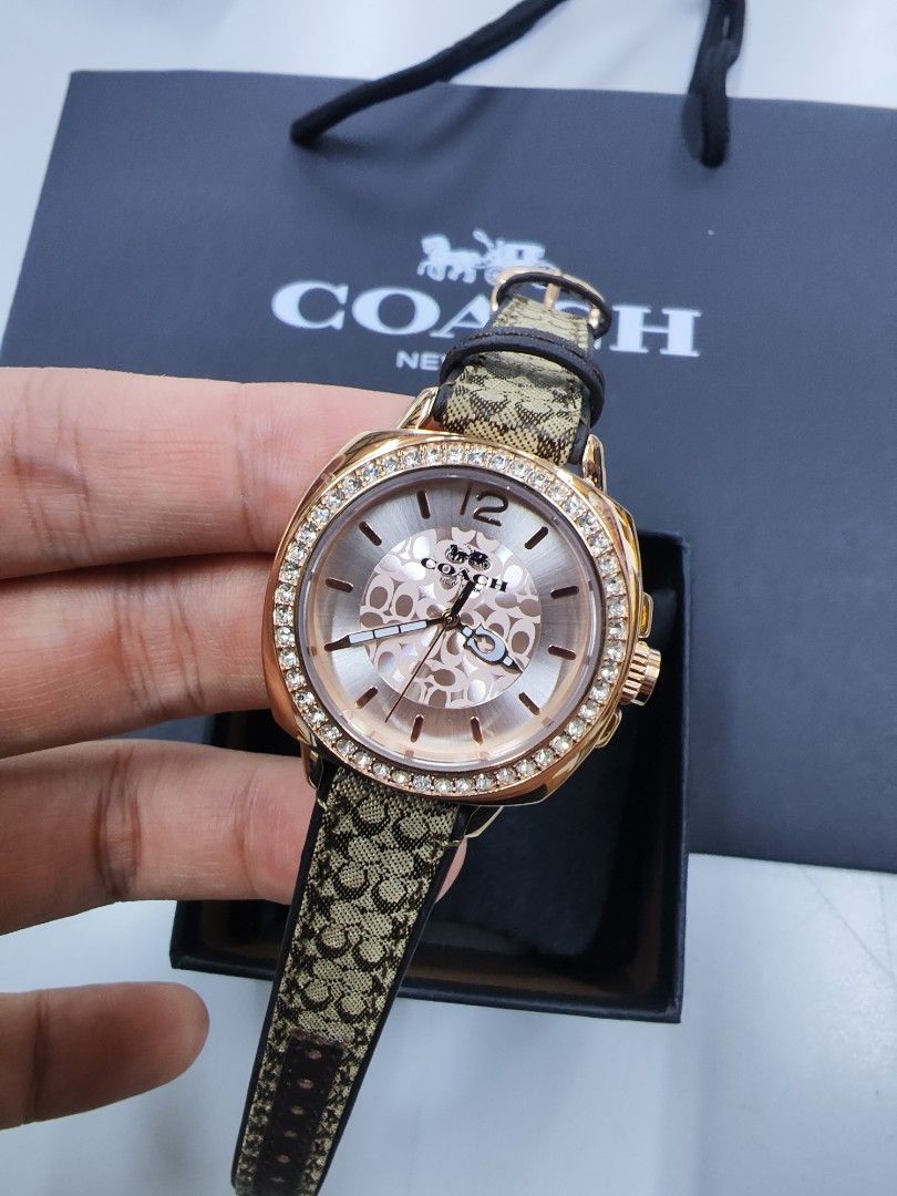 boyfriend Coach woman jam tangan wanita leather, Women's Fashion ...