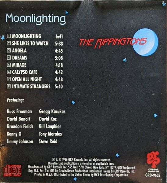 CD JAZZ / 1986 US PRESS GRP - THE RIPPINGTONS _ MOONLIGHTING ( NO INLAY ...