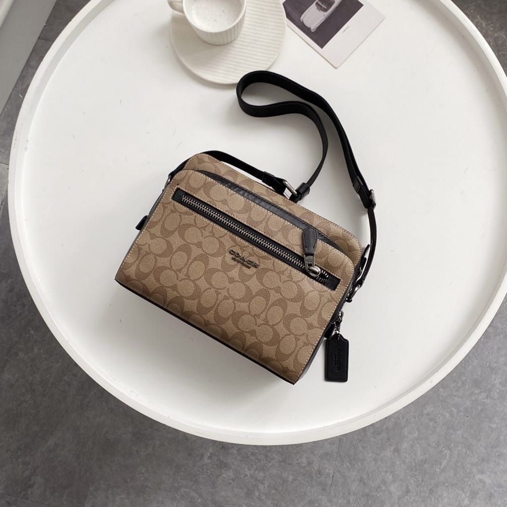 Coach West Camera Bag in Signature Canvas / Pebble Leather (Men ...