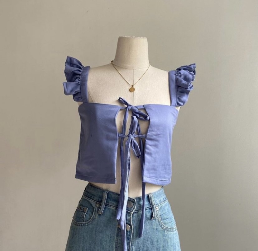 Coquette Double Tie Top, Women's Fashion, Tops, Blouses on Carousell
