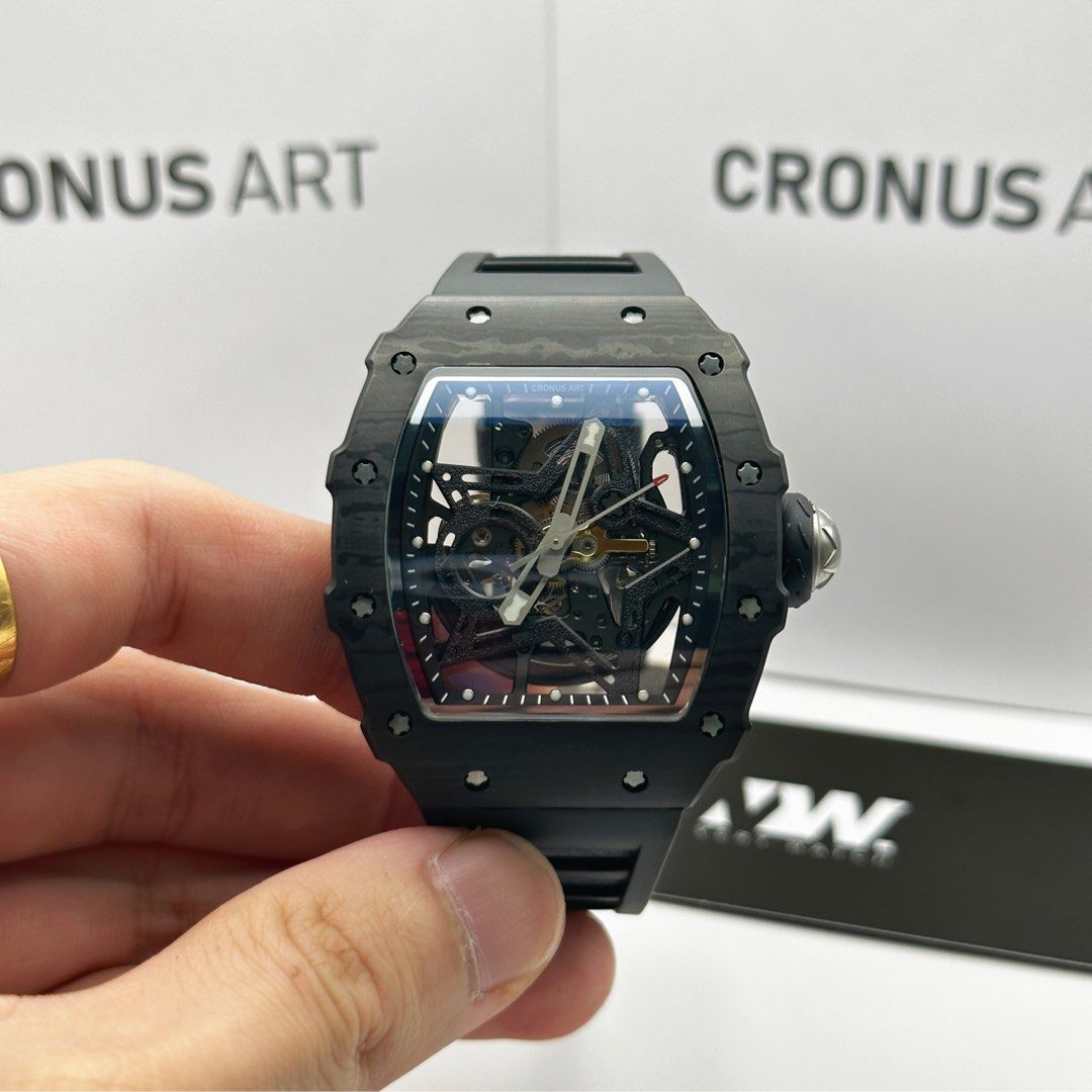 Cronus Art Black Carbon Fibre Star Tonneau Watch Cronusart, Men's ...