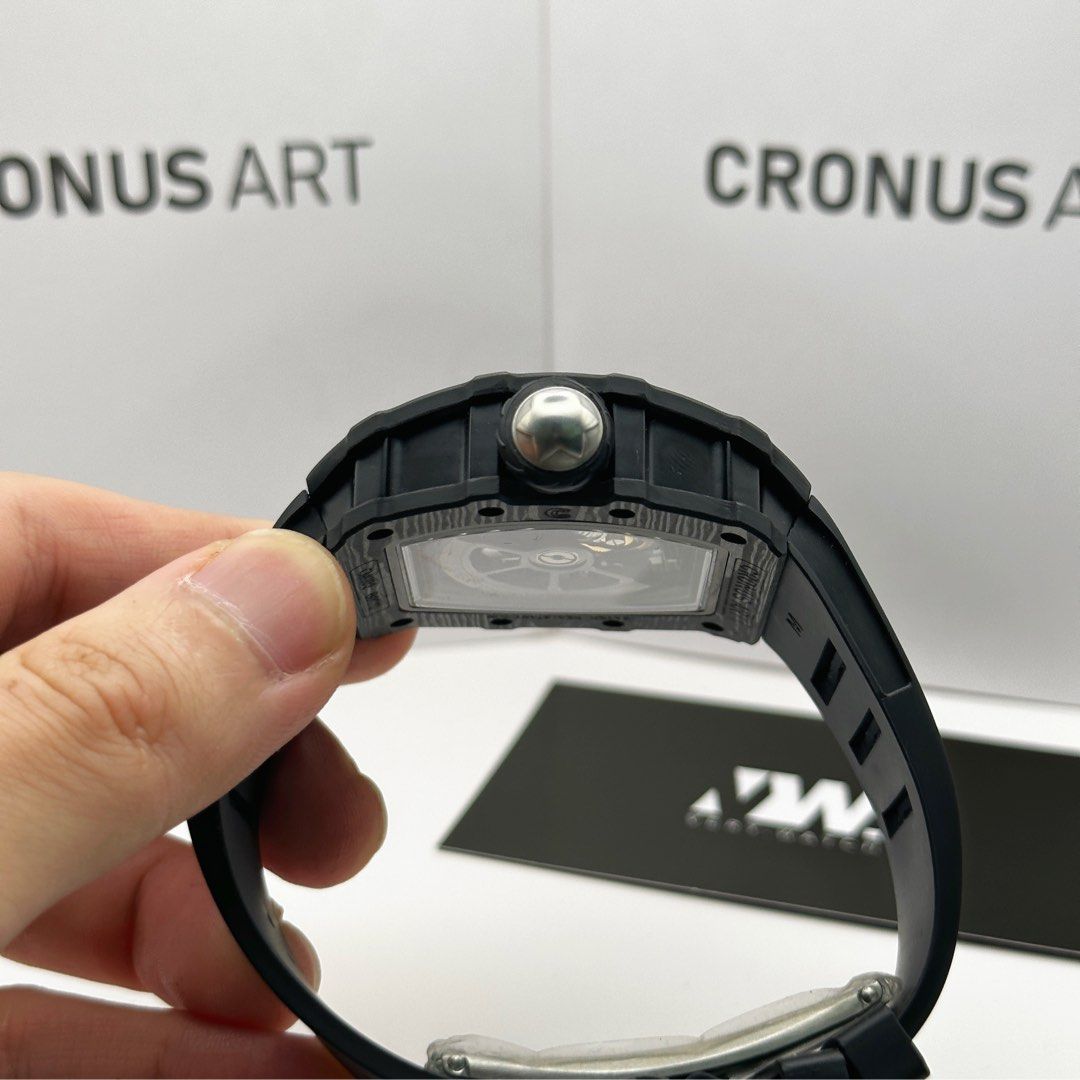 Cronus Art Black Carbon Fibre Star Tonneau Watch Cronusart, Men's ...