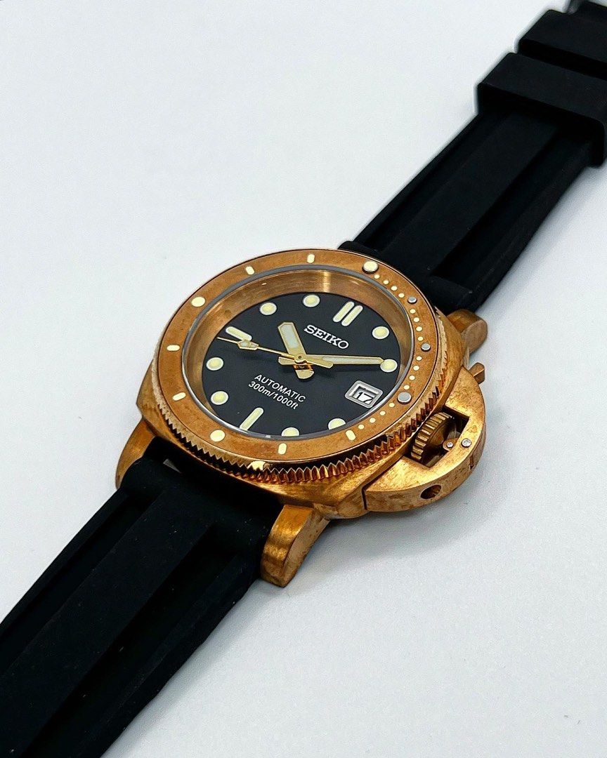Custom Seiko Mod 40mm Real Bronze PAM Submersible , Men's Fashion ...