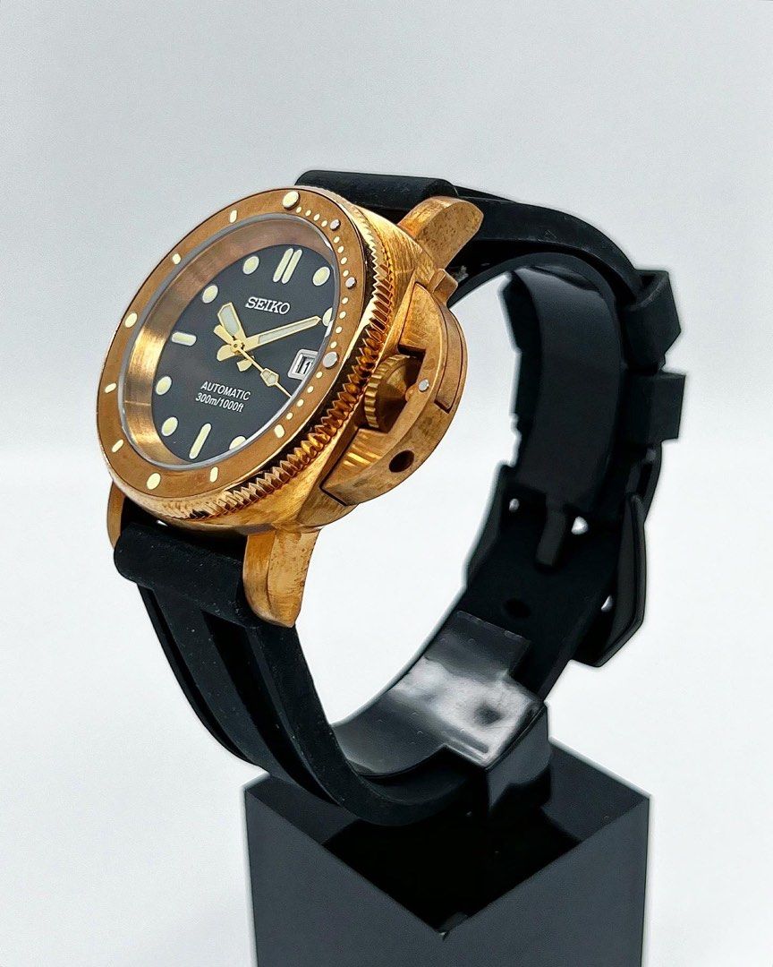Custom Seiko Mod 40mm Real Bronze PAM Submersible , Men's Fashion ...