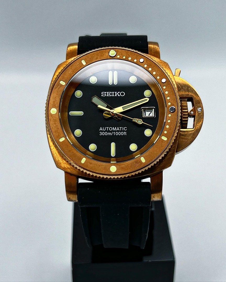 Custom Seiko Mod 40mm Real Bronze PAM Submersible , Men's Fashion ...