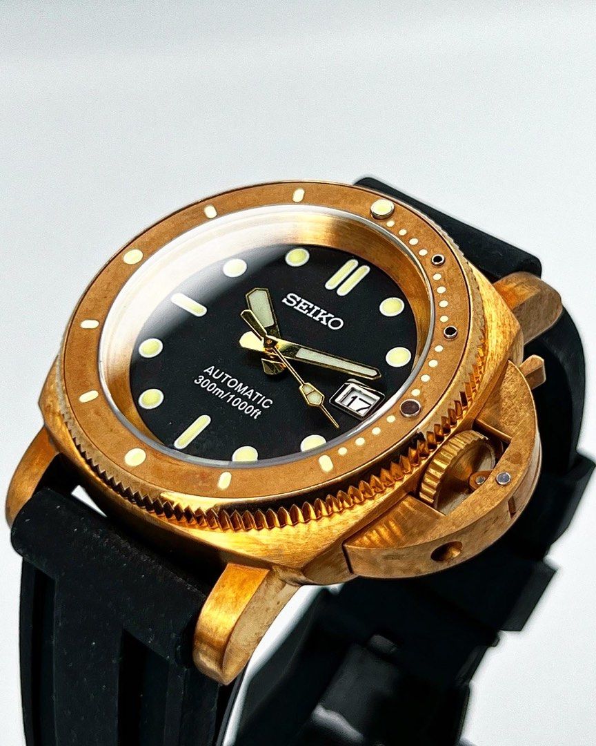 Custom Seiko Mod 40mm Real Bronze PAM Submersible , Men's Fashion ...