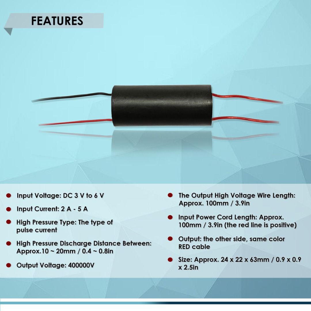 DC 3V-6V to 400kV 400000V 2-5A, BOOST STEP-UP POWER MODULE HIGH-VOLTAGE ...