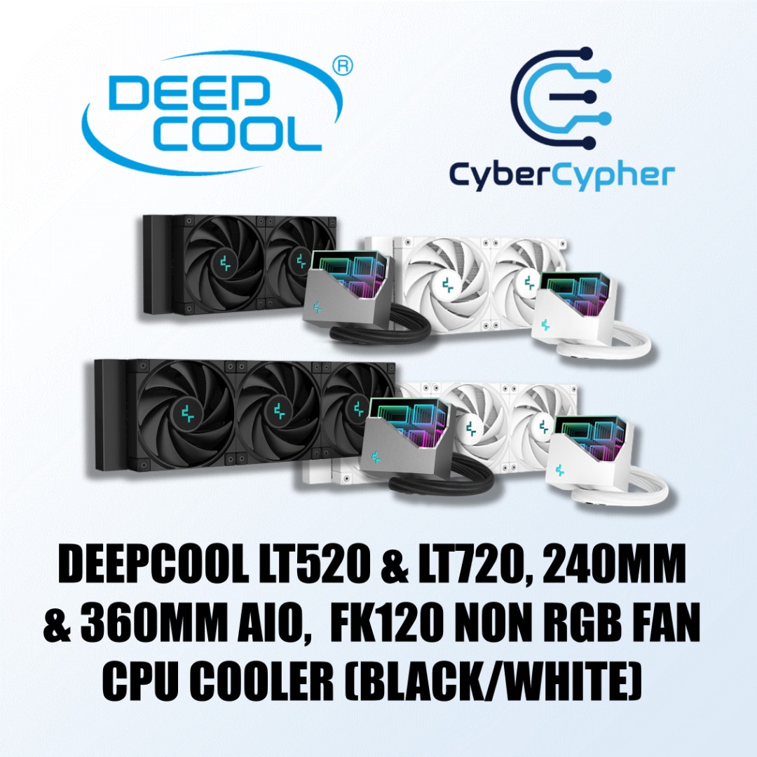 Deepcool LT520 & LT720, 240mm & 360mm AIO, FK120 Non rgb fan CPU Cooler ...