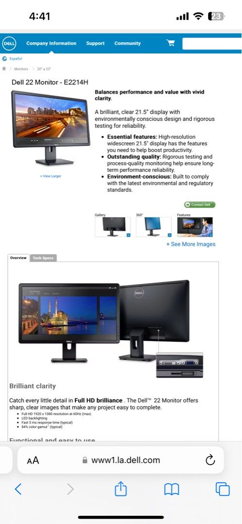 Dell 22 Monitor - E2214H, Computers & Tech, Parts & Accessories ...