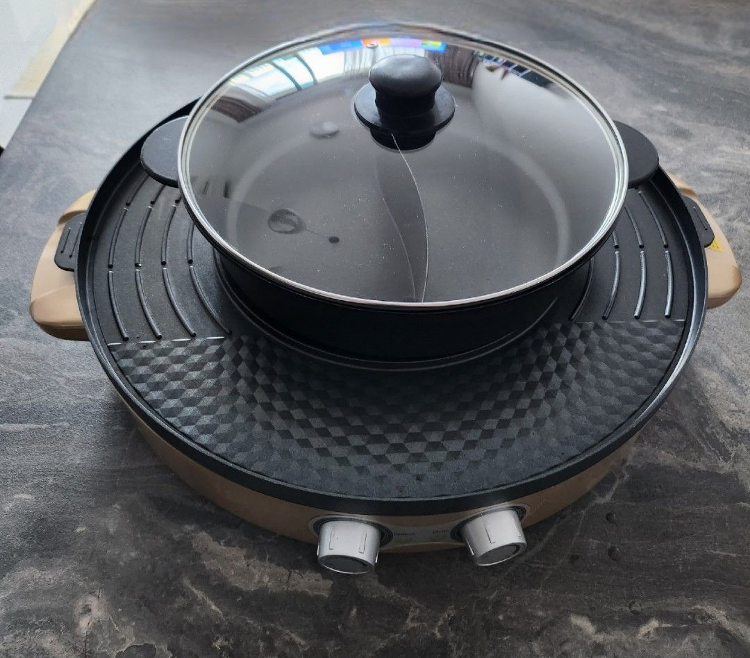 ELECTRIC HOT POT GRILL PAN INDOOR KOREAN BBQ TEPPANYAKI GRILL SHABU ...