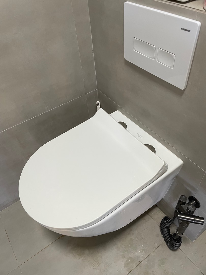 Geberit wall hung wc bracket with Kohler toilet bowl, Furniture & Home ...