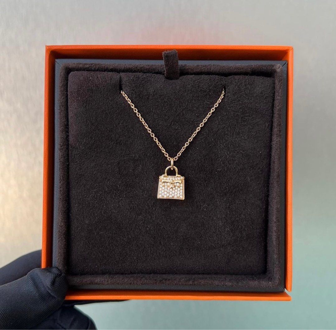 Hermes Kelly necklace Rose gold/Diamond, Luxury, Accessories on Carousell