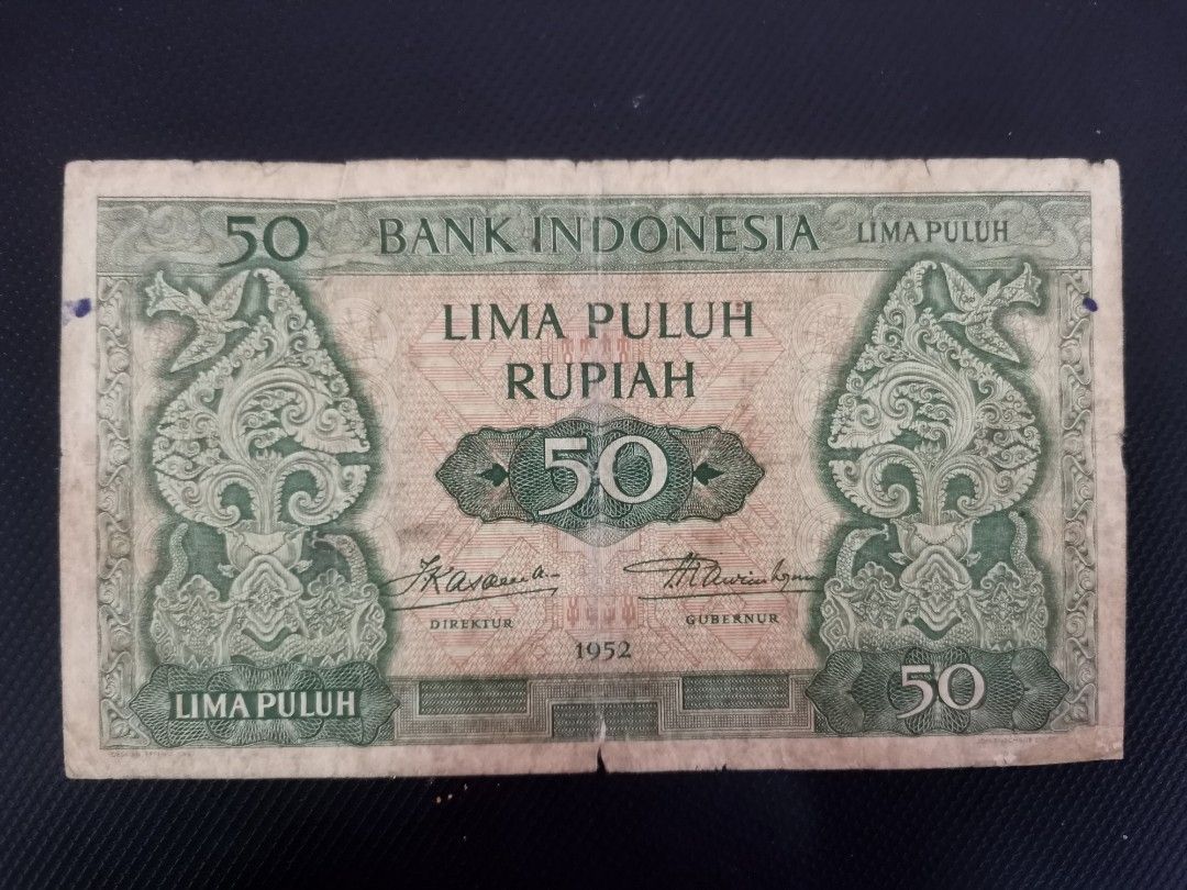 Indonesia 50 Rupiah 1952 Banknote, Hobbies & Toys, Collectibles ...