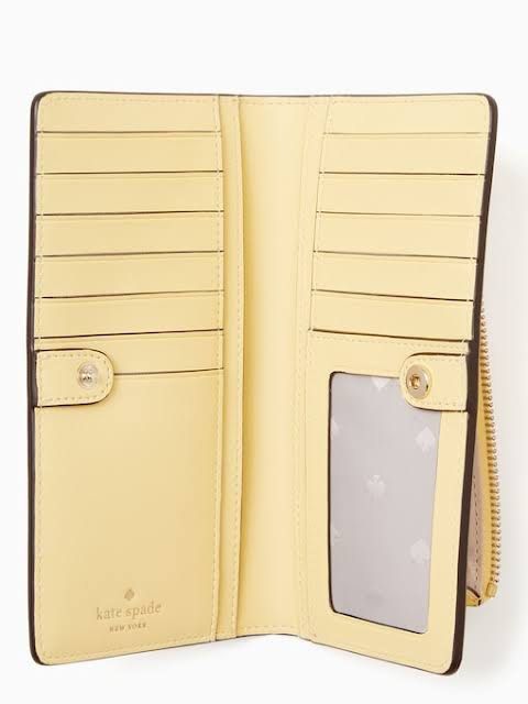 Kate Spade butter yellow long bifold wallet, Women's Fashion, Bags ...