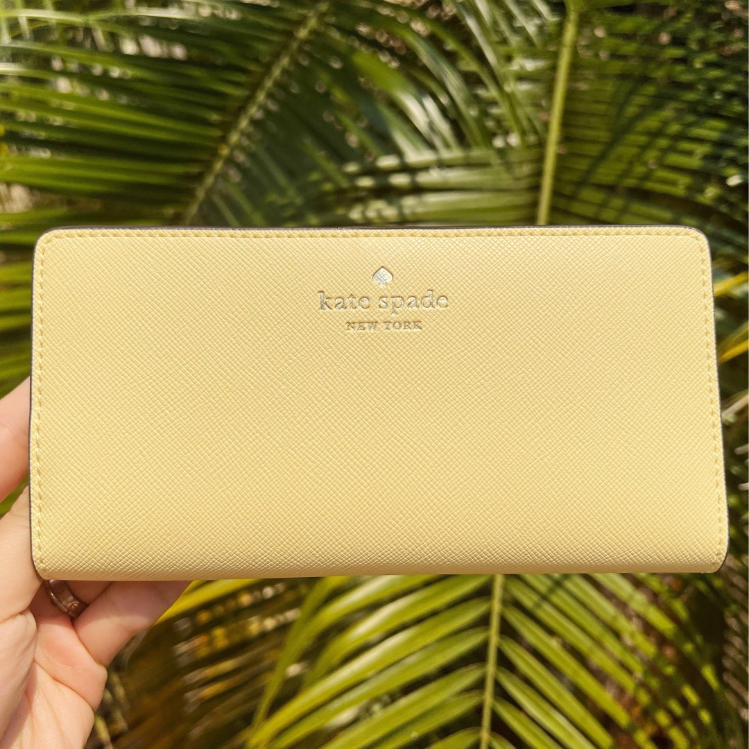 Kate Spade butter yellow long bifold wallet, Women's Fashion, Bags ...